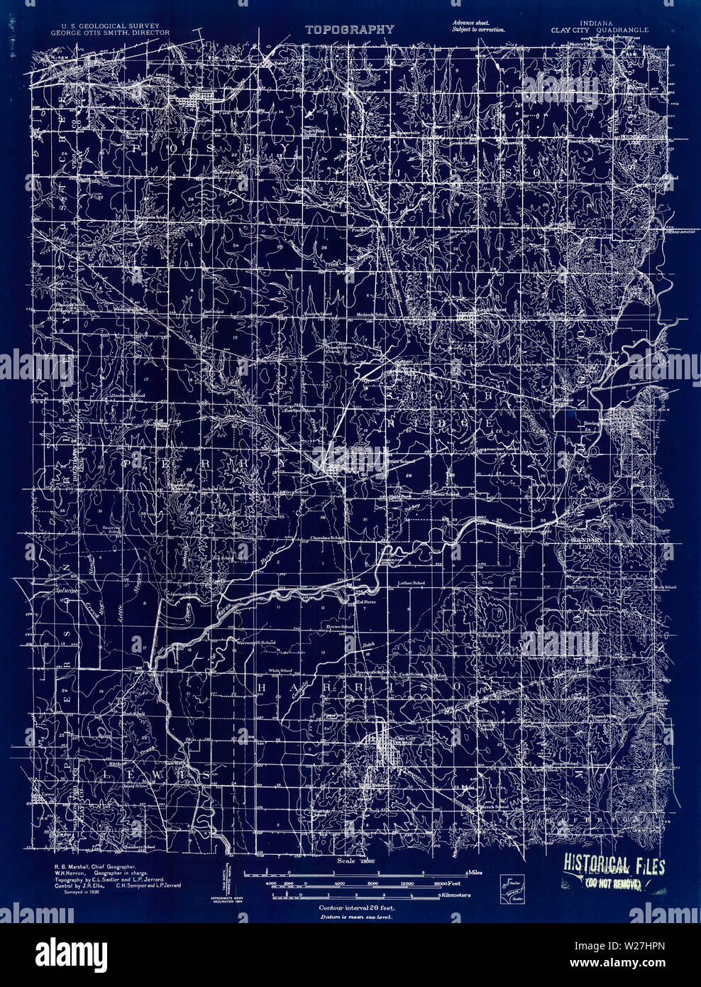 USGS TOPO Map Indiana IN Clay City 160547 1908 48000 Inverted ...