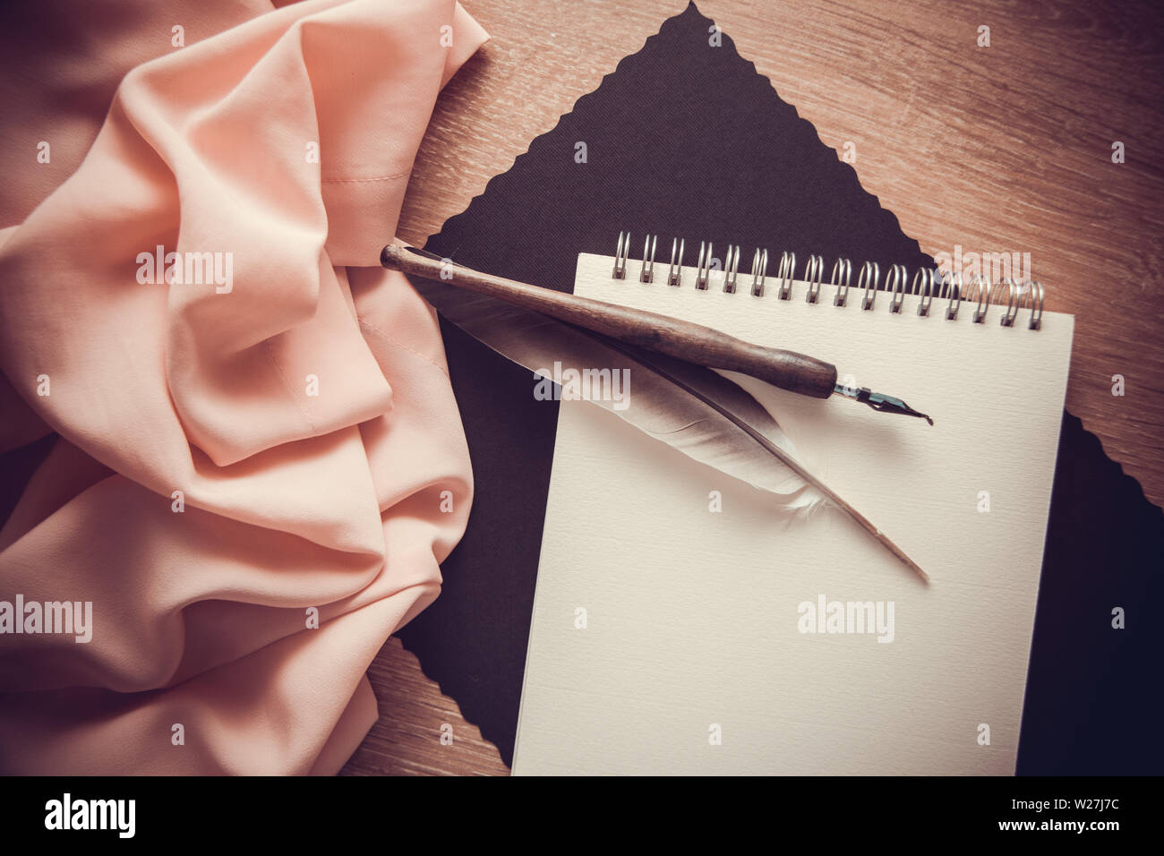 poetry & writing music concept background with orange background and ...