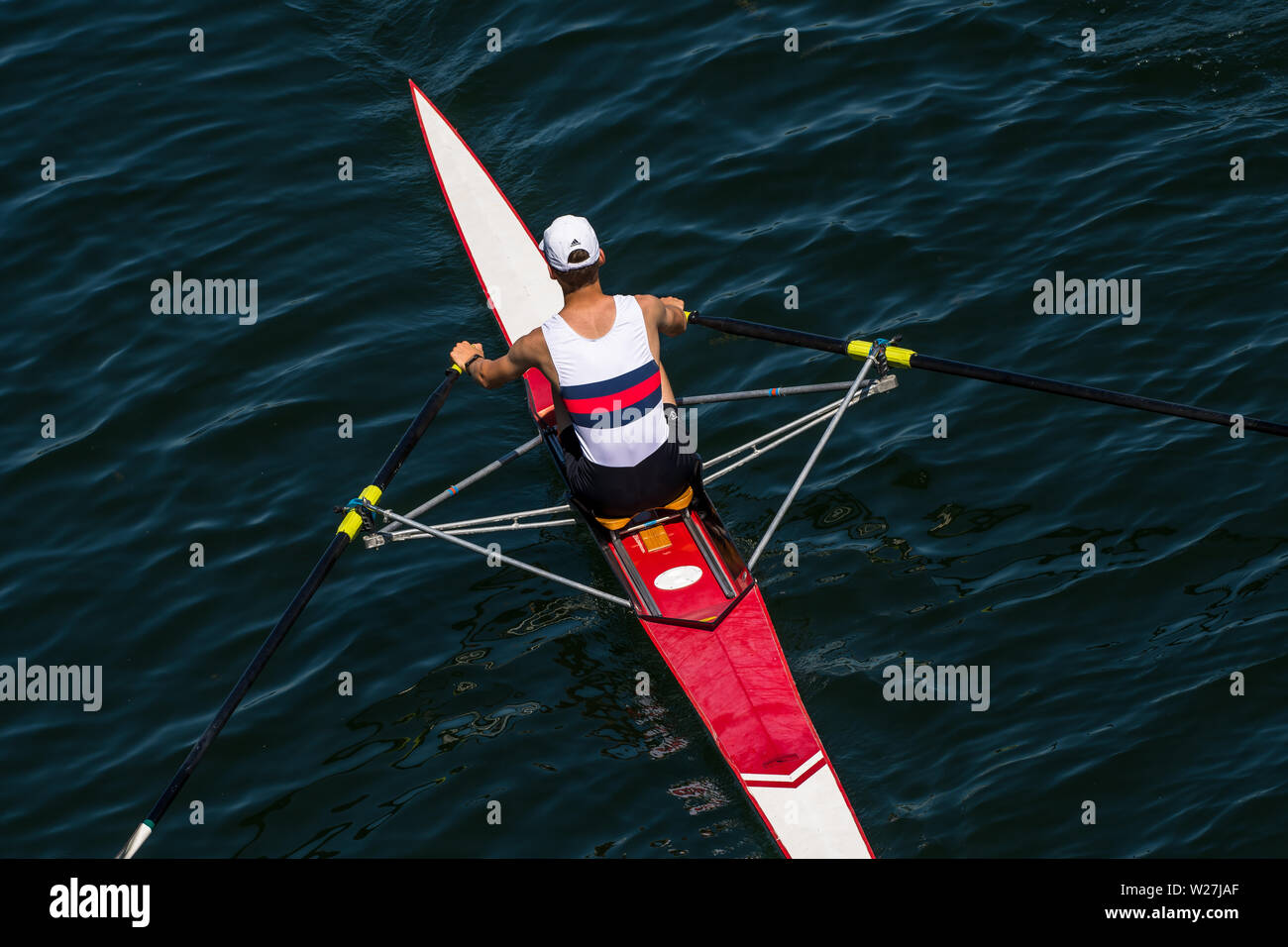 Single Rower In Racing Boat Stock Photo - Alamy