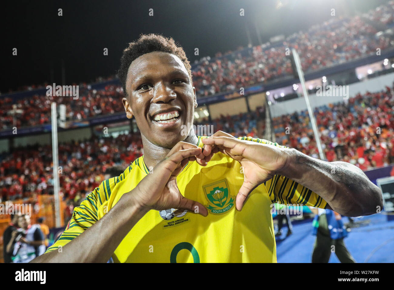 Cairo, Egypt. 06th July, 2019. South Africa's Lebo Mothiba celebrates ...