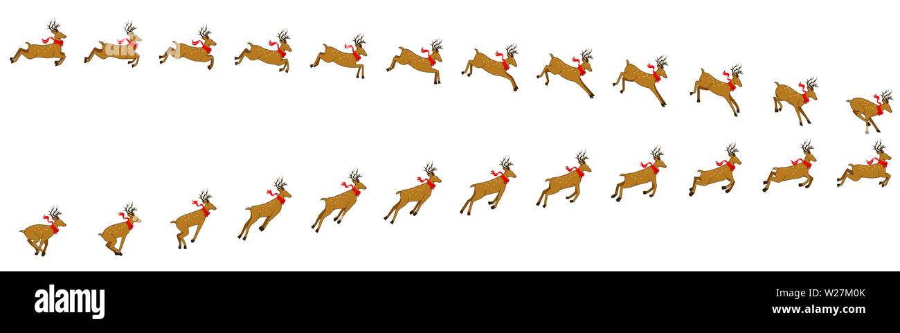 Deer Running And Jumping Animation Sequence Loop Animation Sprite Sheet Vector Stock Vector