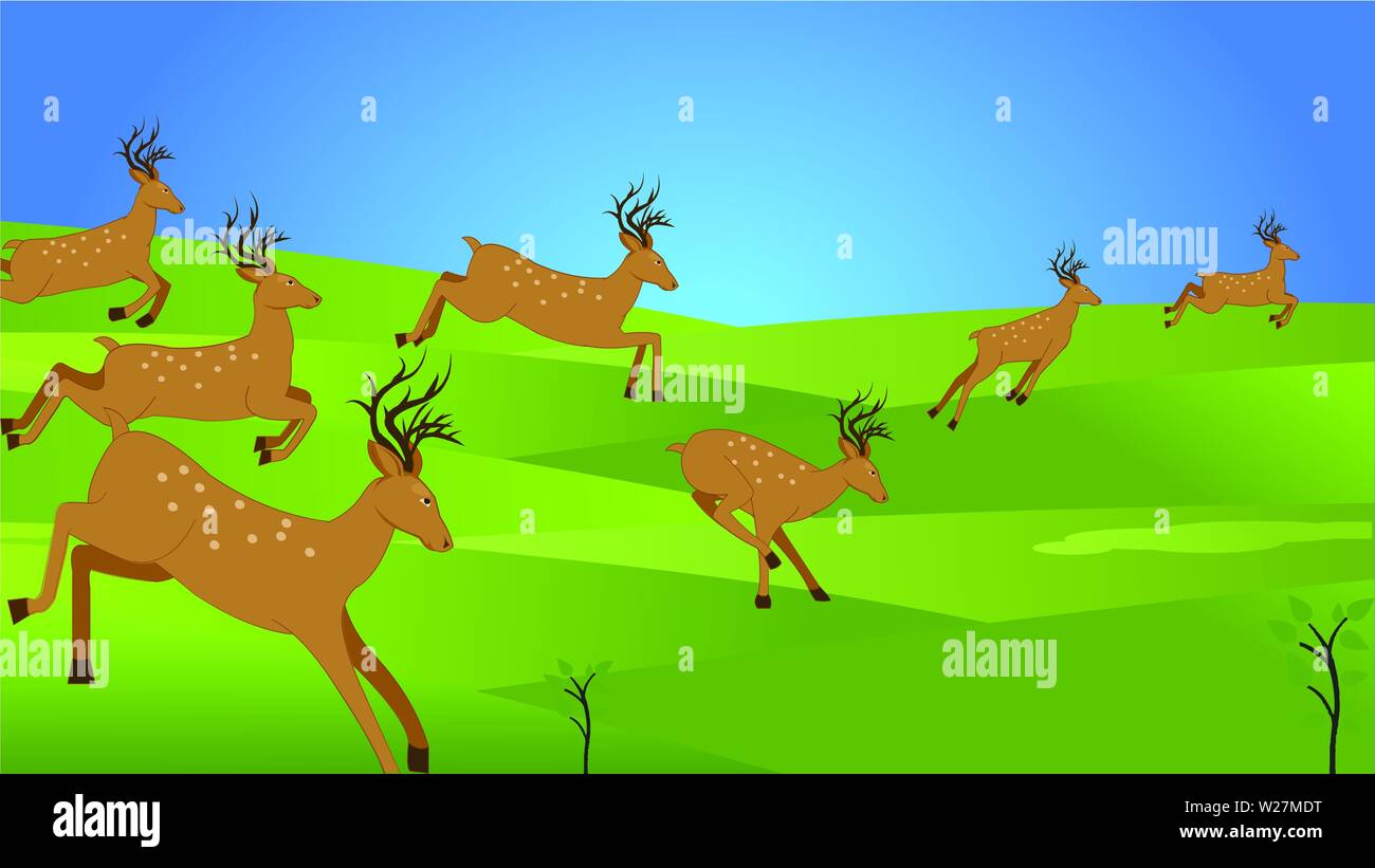 Deer running vector Stock Vector Image & Art - Alamy