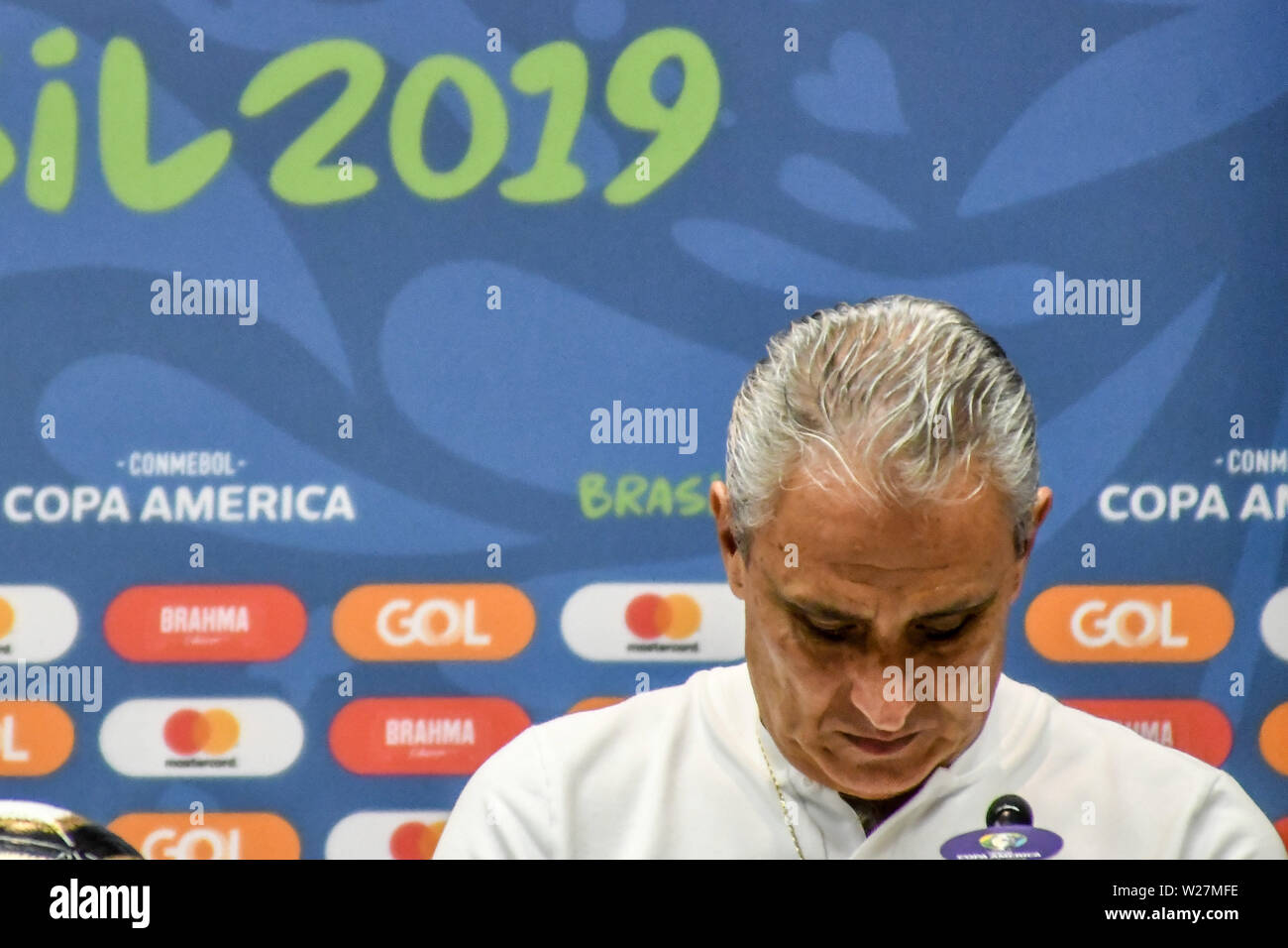 Rio De Janeiro, Brazil. 06th July, 2019. Tite coach during a Brazilian ...