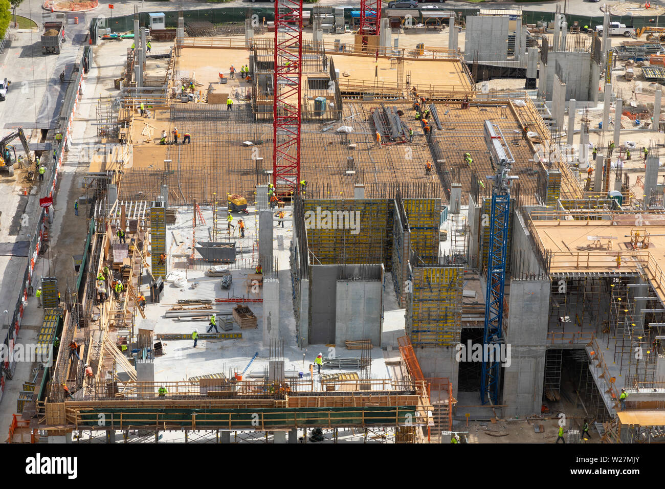 Building under construction seen from above, Coral Gables, Florida, USA ...