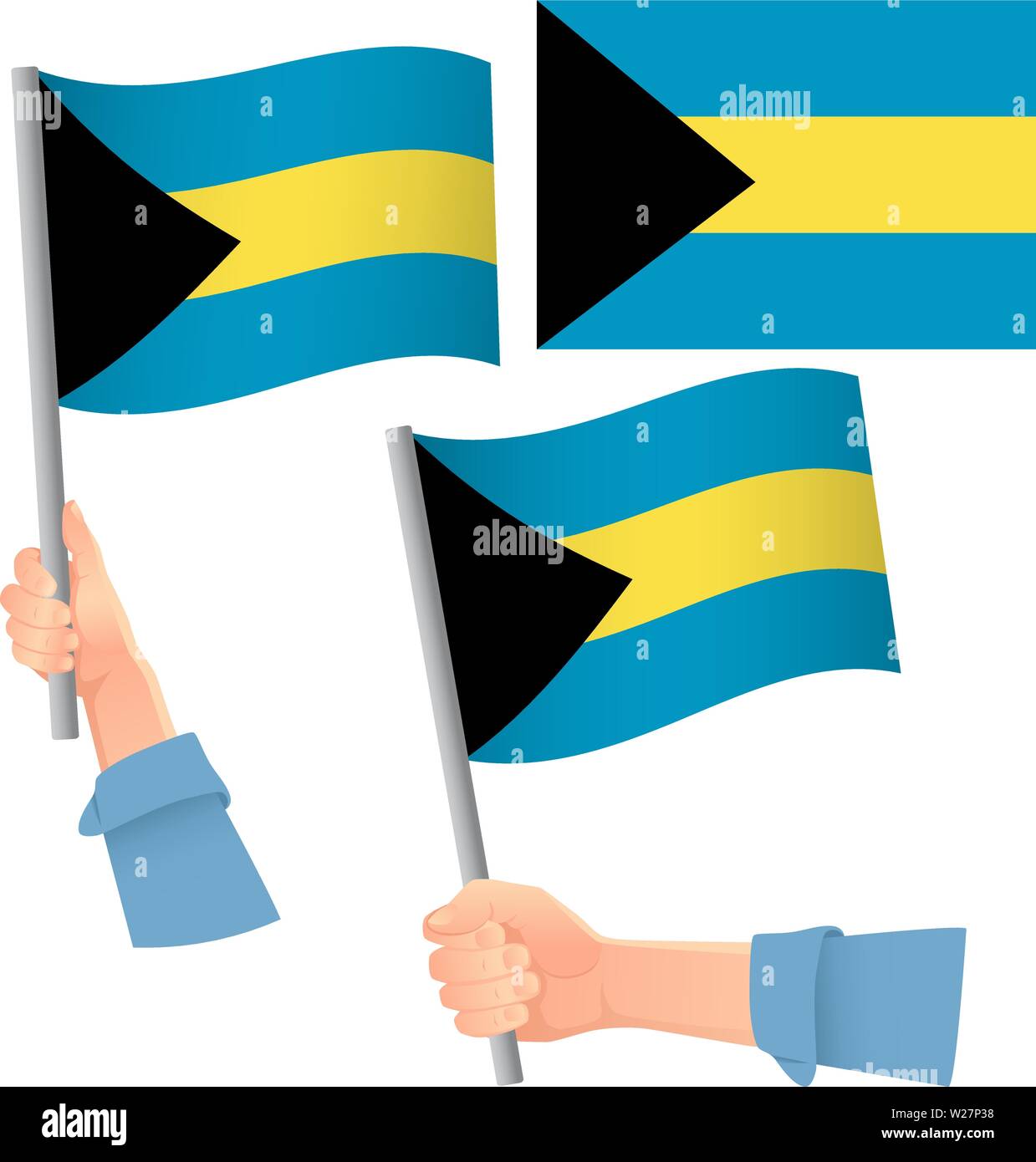 Bahamas flag in hand. Patriotic background. National flag of Bahamas ...