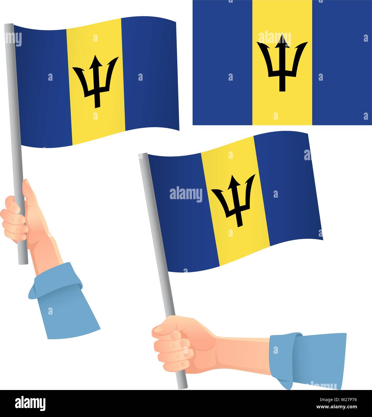 Barbados flag in hand. Patriotic background. National flag of Barbados ...