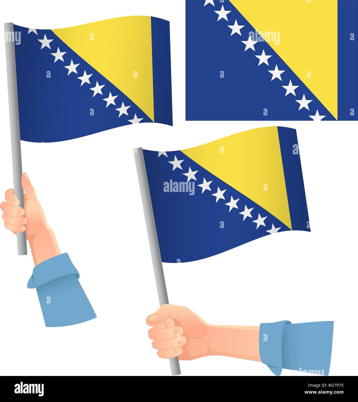 Bosnia and Herzegovina flag in hand. Patriotic background. National ...