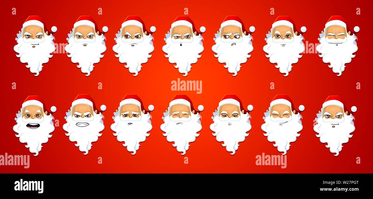 Santa Claus Face expressions, Emoticons Stock Vector Image & Art - Alamy