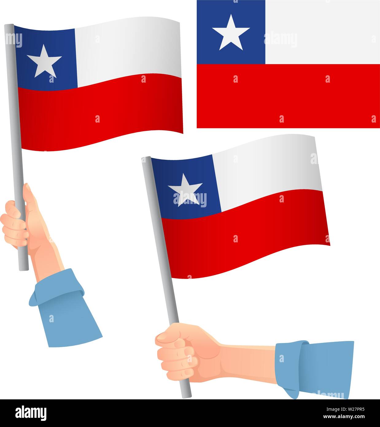 Chile flag in hand. Patriotic background. National flag of Chile vector ...