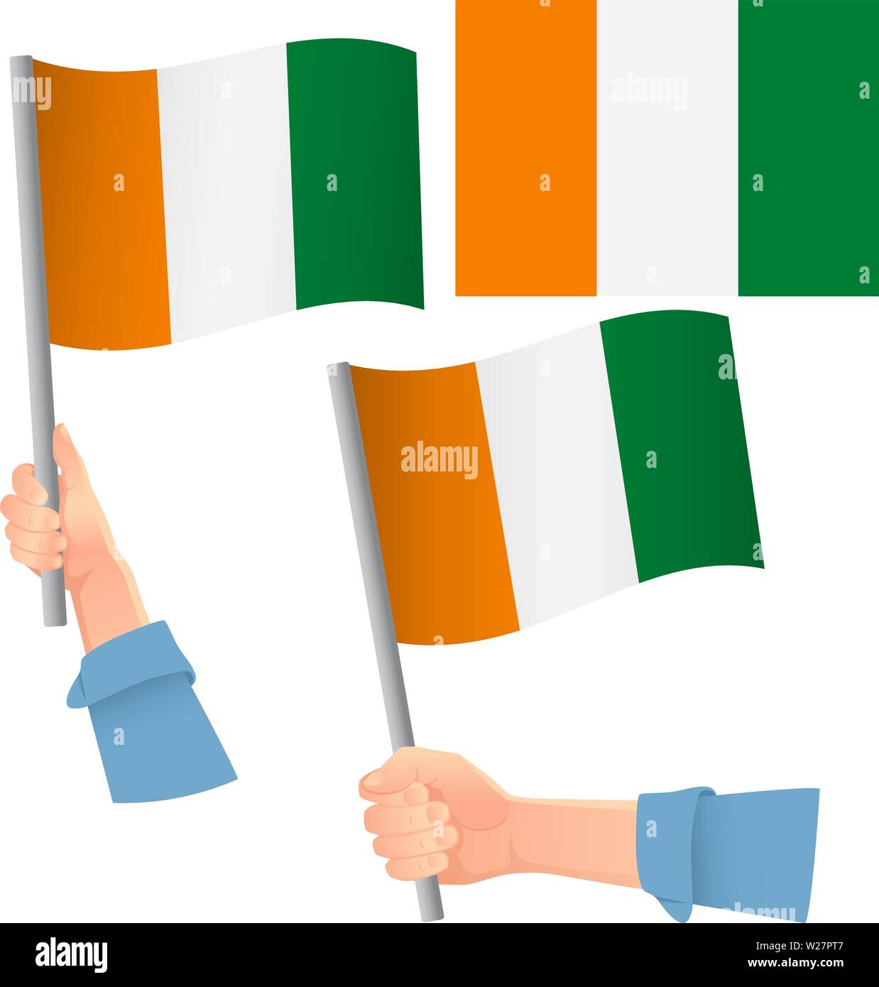 Cote Divoire Ivory Coast Flag In Hand Patriotic Background