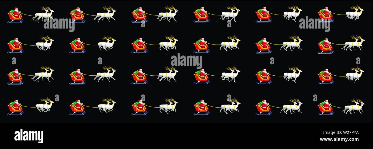 Santa sleigh with rein deer run cycle animation sequence, loop ...