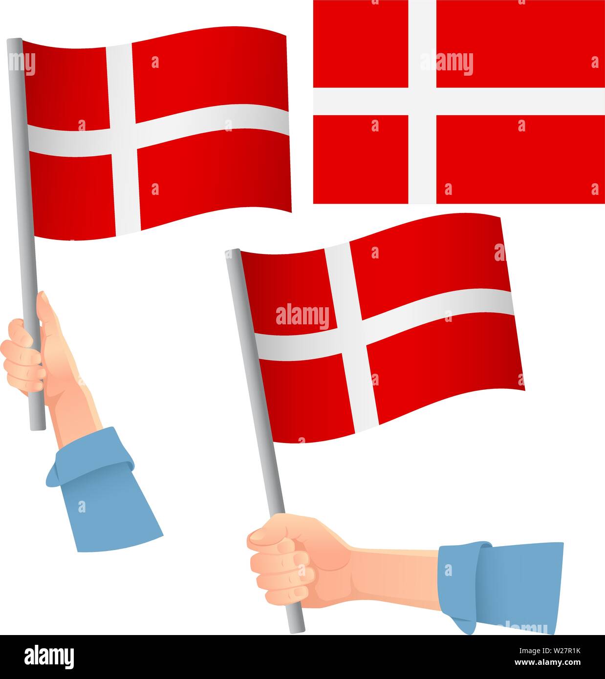 Denmark flag in hand. Patriotic background. National flag of Denmark ...
