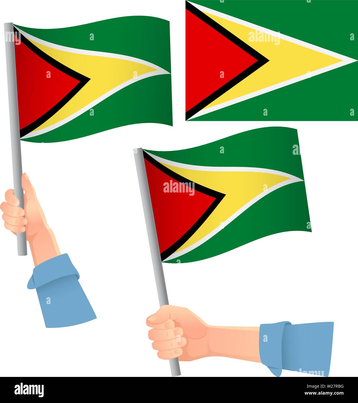 Guyana flag in hand. Patriotic background. National flag of Guyana vector illustration Stock ...