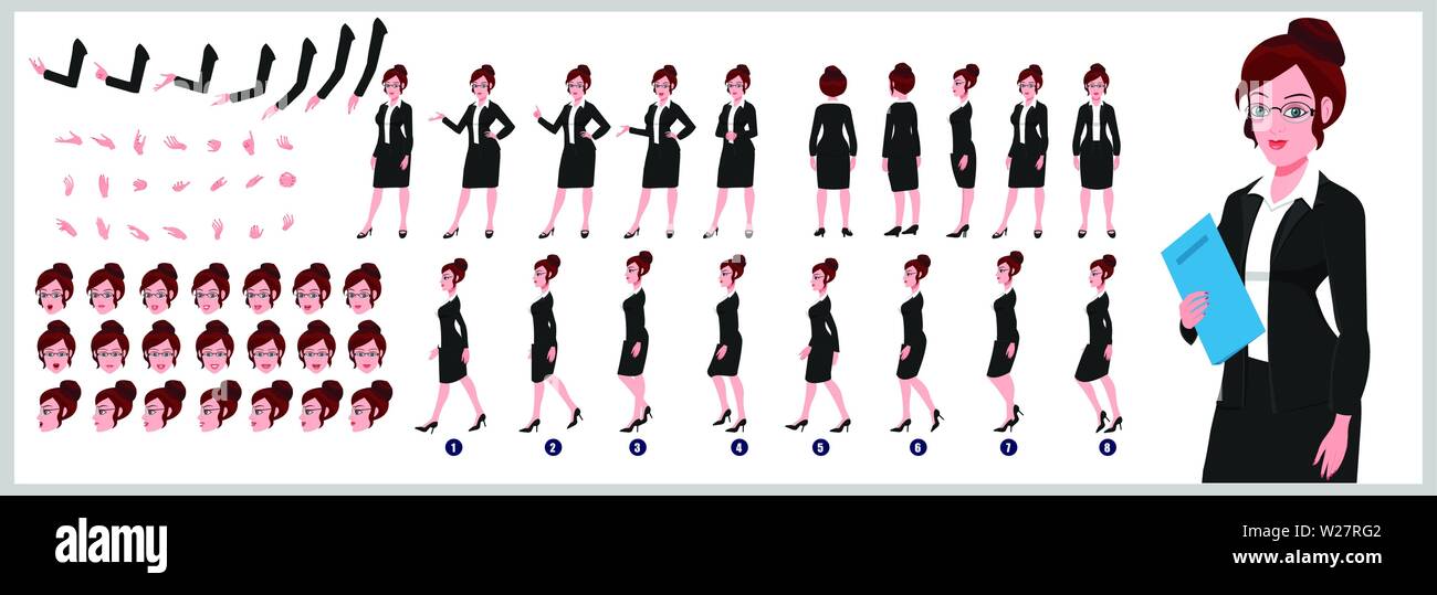 Female Lawyer Character Model Sheet with Walk cycle Animation Sequence Stock Vector Image & Art ...