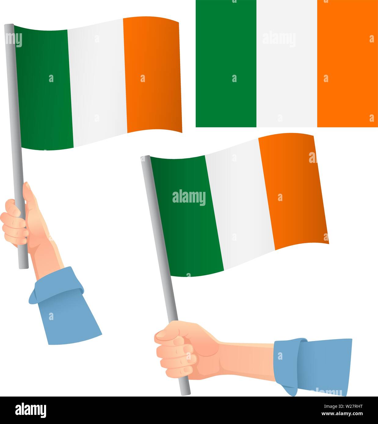 Ireland flag in hand. Patriotic background. National flag of Ireland ...