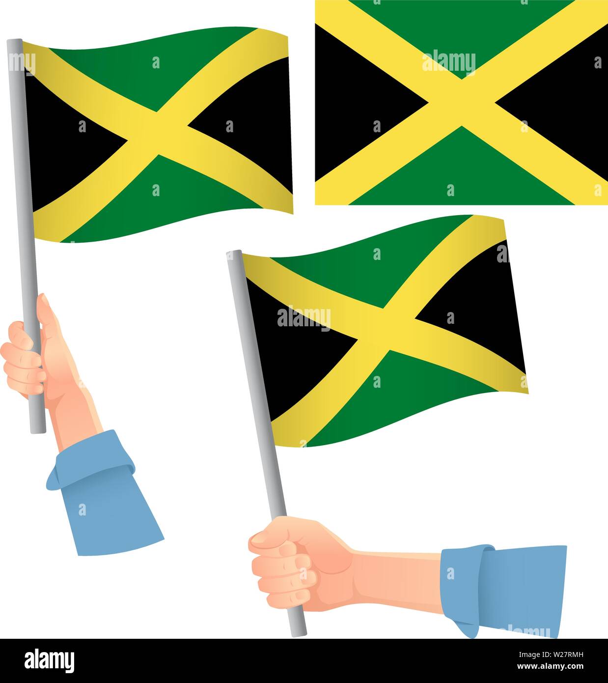 Jamaica flag in hand. Patriotic background. National flag of Jamaica ...