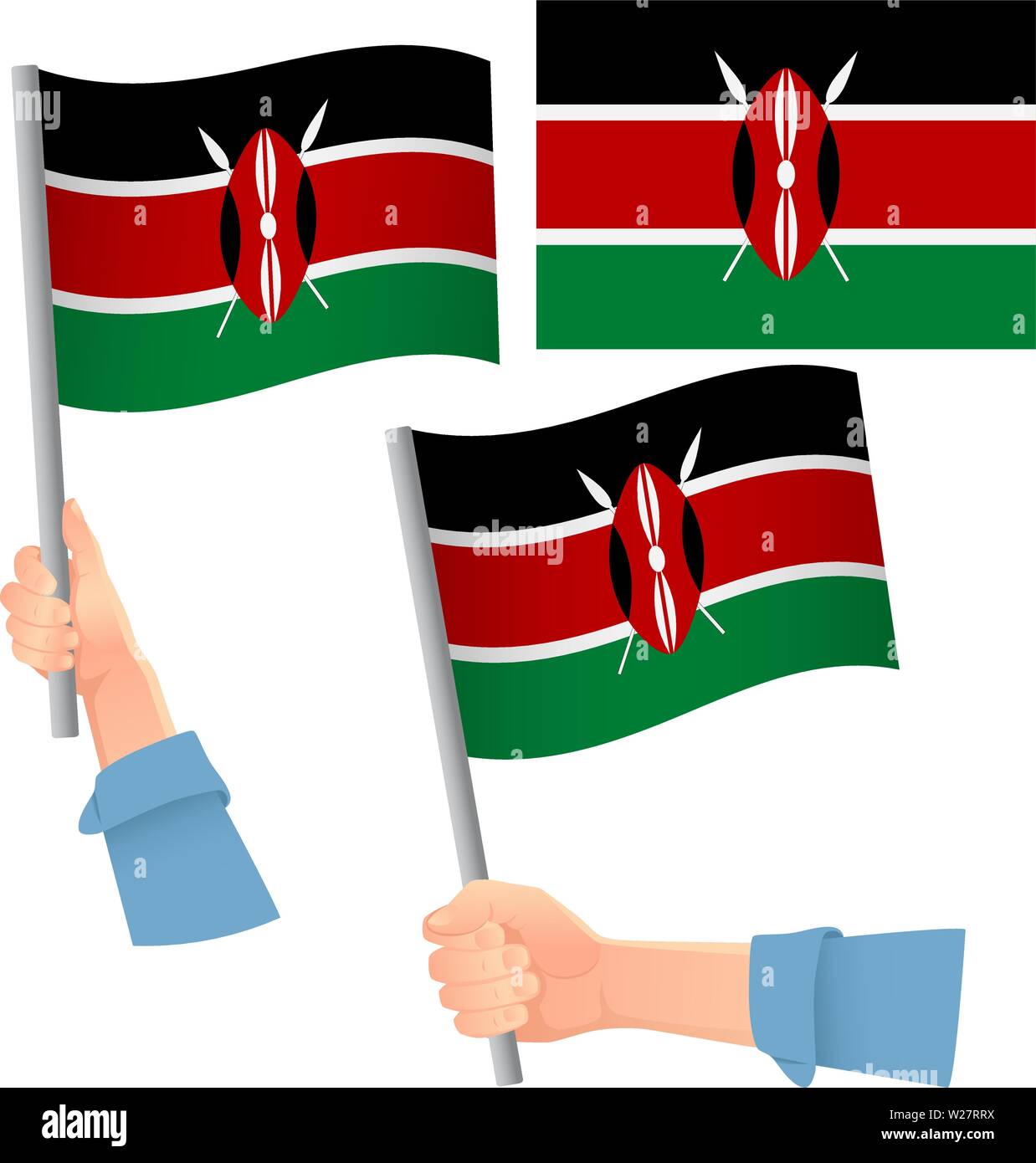 Kenya flag in hand. Patriotic background. National flag of Kenya vector ...