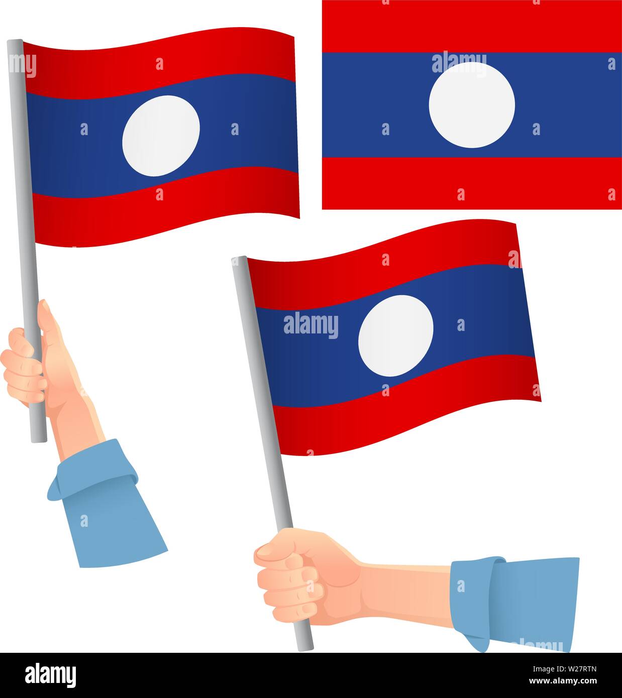 Laos flag in hand. Patriotic background. National flag of Laos vector ...