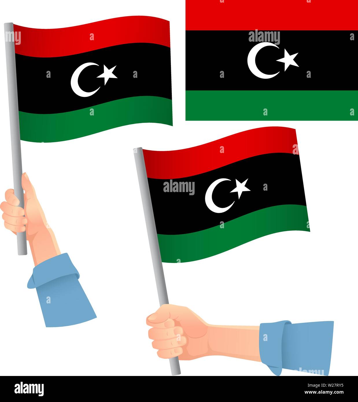 libya flag in hand. Patriotic background. National flag of libya vector ...