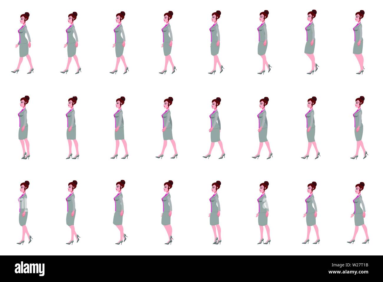 Businesswoman Character Walk cycle Animation Sequence, loop animation ... Businesswoman Character Walk cycle Animation Sequence, loop animation ...