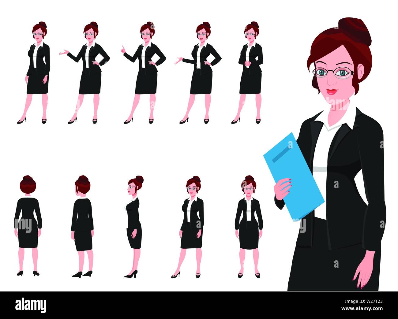 Female Advocate Character Model sheet and turnarround Stock Vector ...