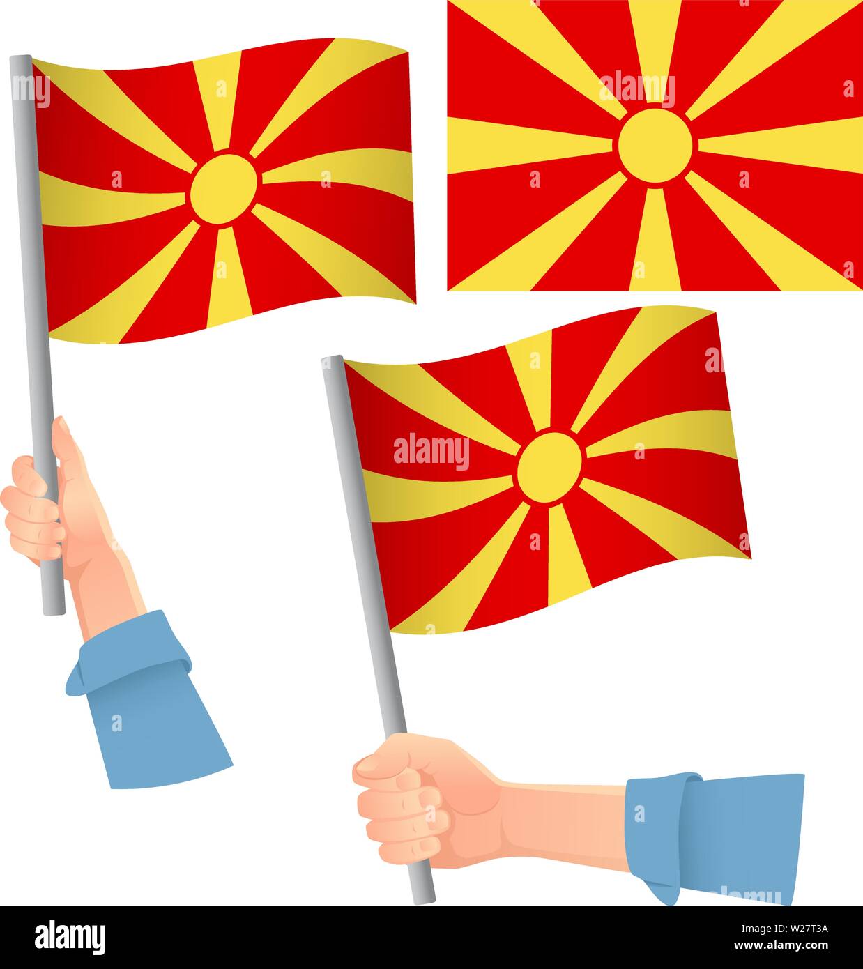 Macedonia flag in hand. Patriotic background. National flag of ...