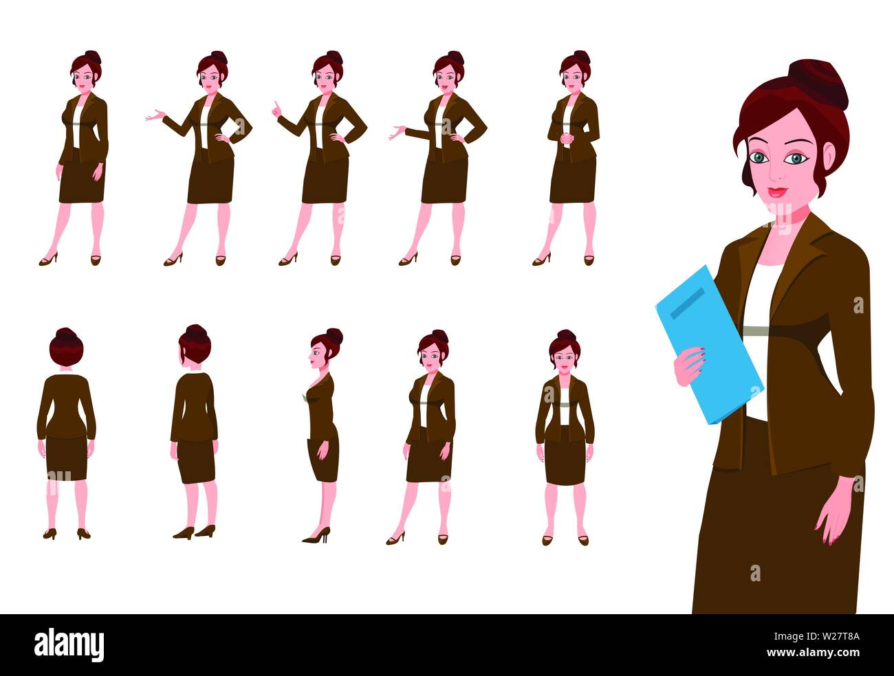 Business woman Character Model sheet and turnarround Stock Vector Image ...