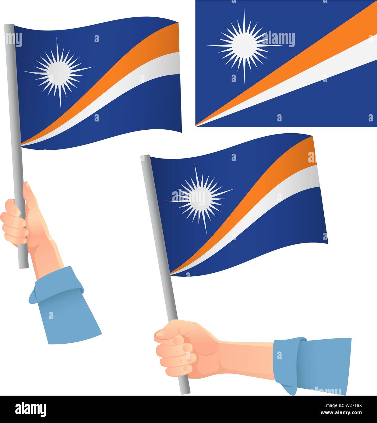 Marshall Islands flag in hand. Patriotic background. National flag of ...