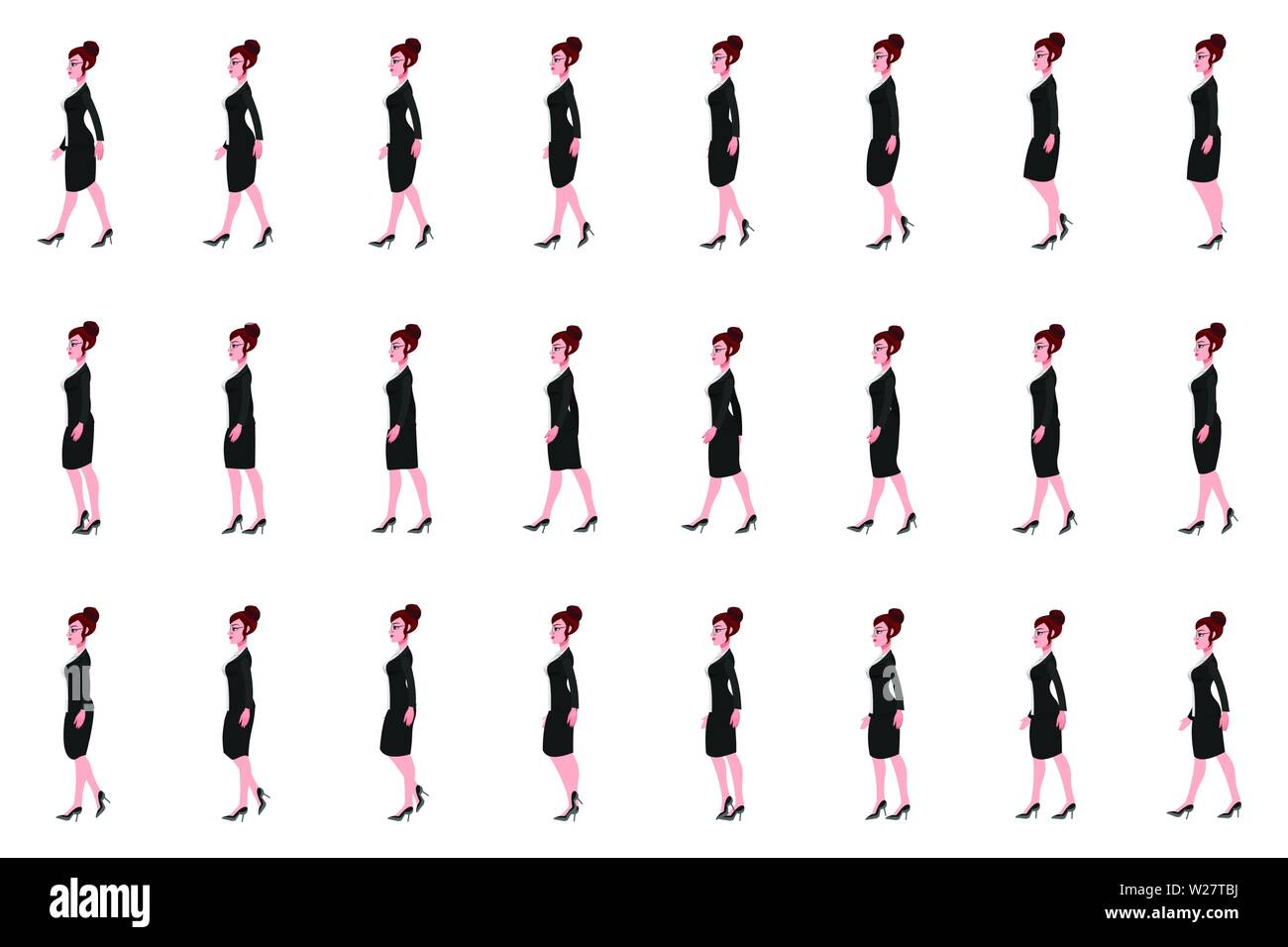 Businesswoman Character Walk cycle Animation Sequence, loop animation ...