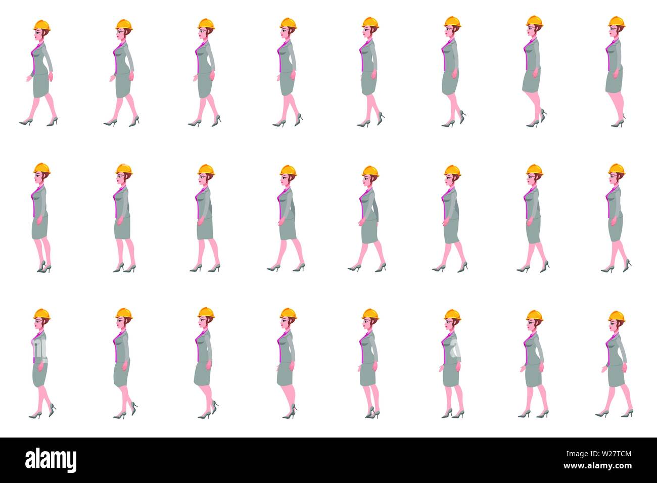 Female engineer Character Walk cycle Animation Sequence, loop animation sprite sheet Stock ...