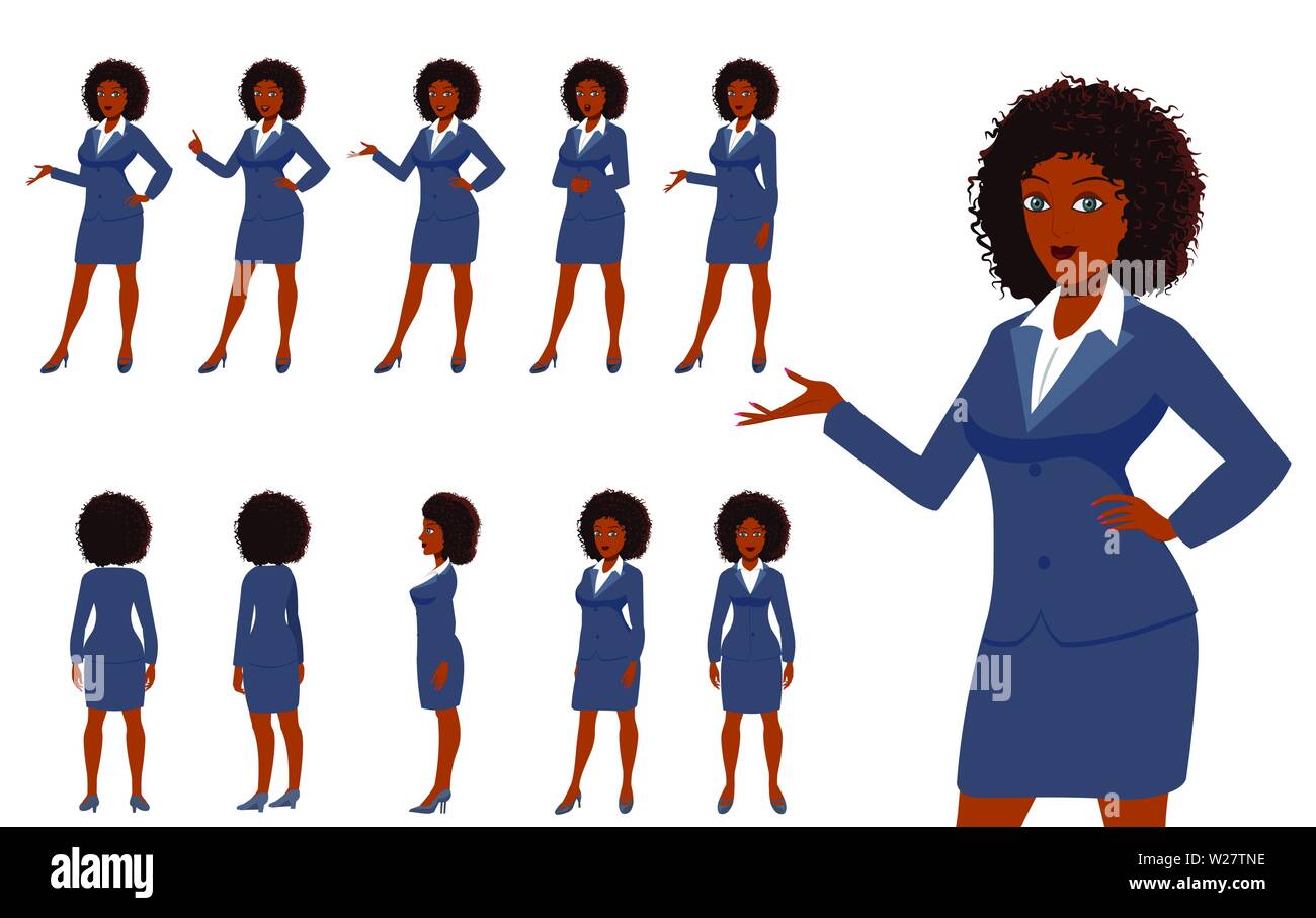 Business woman Character Model sheet and turnarround Stock Vector Image ...