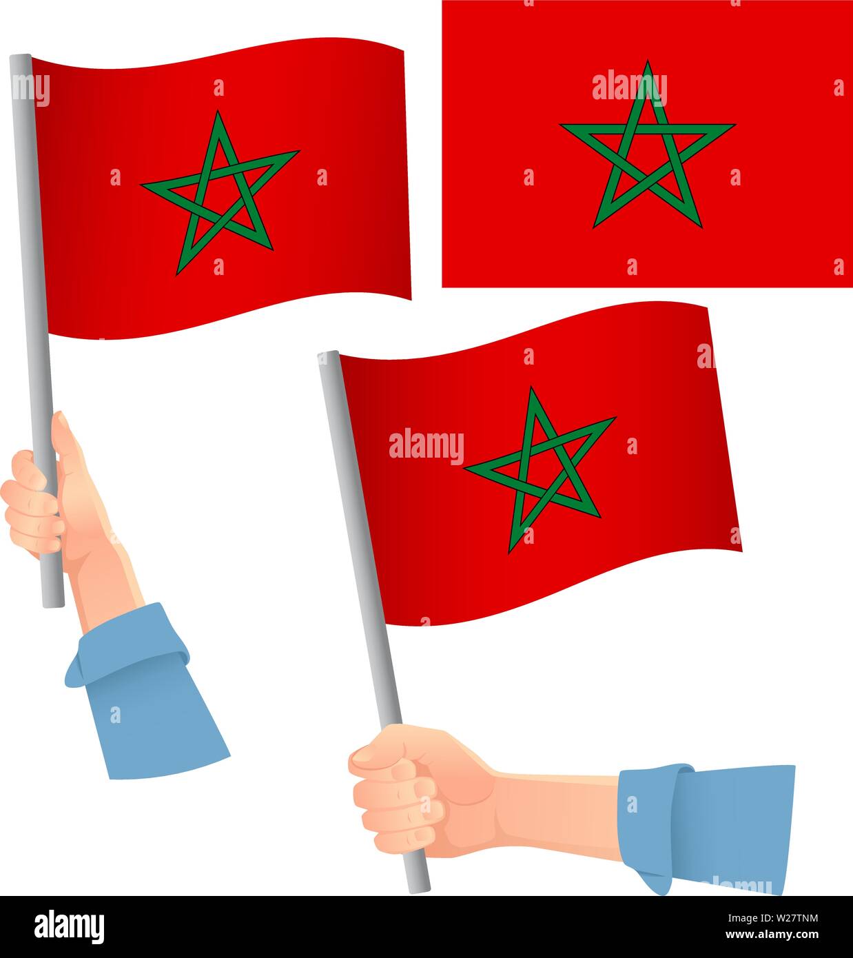 Morocco flag in hand. Patriotic background. National flag of Morocco ...