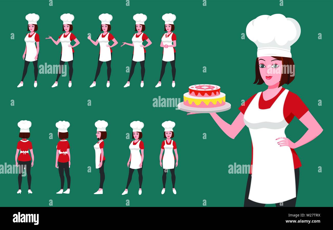 Chef Character Model sheet with turnarround Stock Vector Image & Art ...