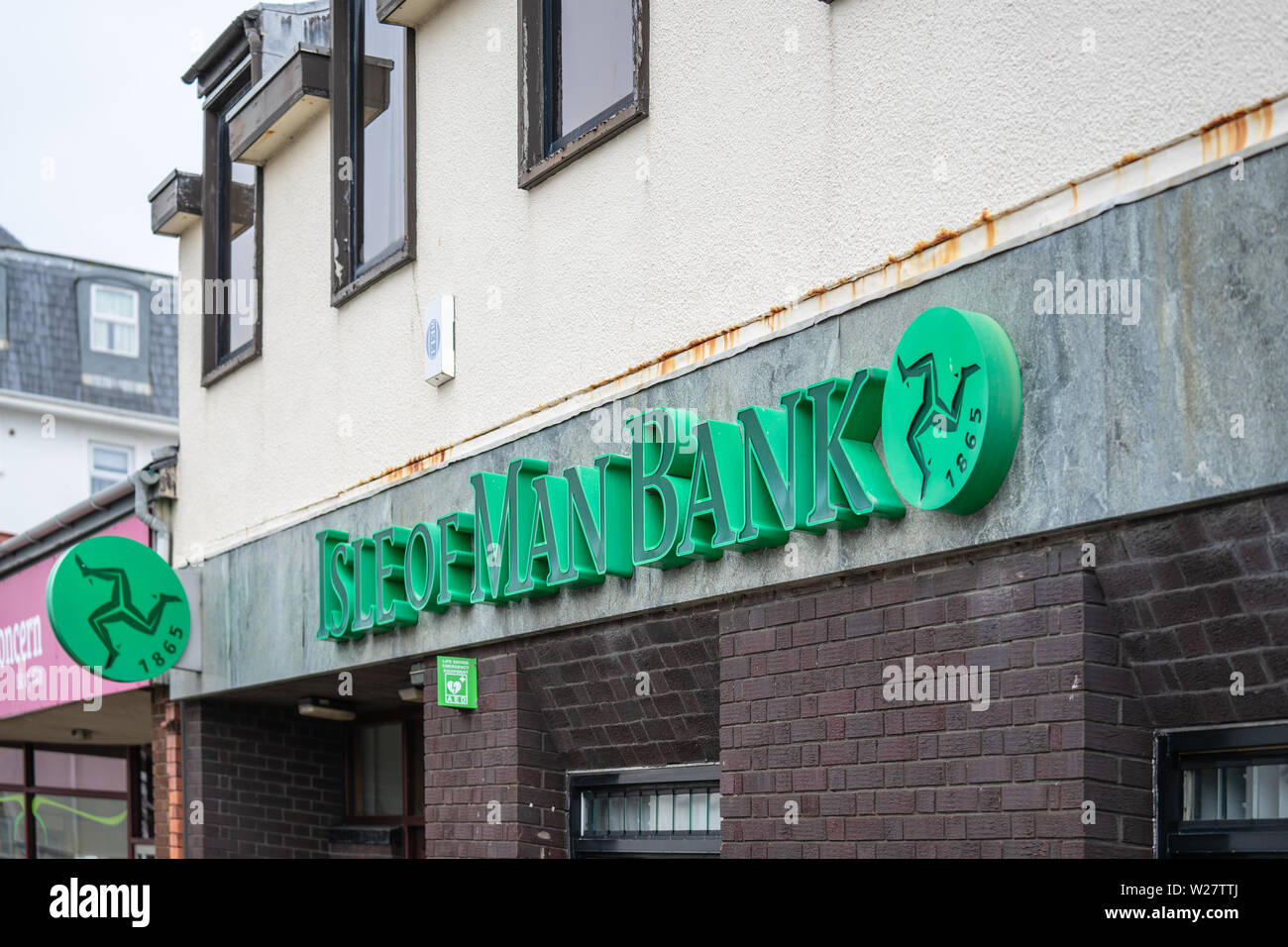 Port Erin, Isle of Man, June 16, 2019.The Isle of Man Bank is a bank in ...