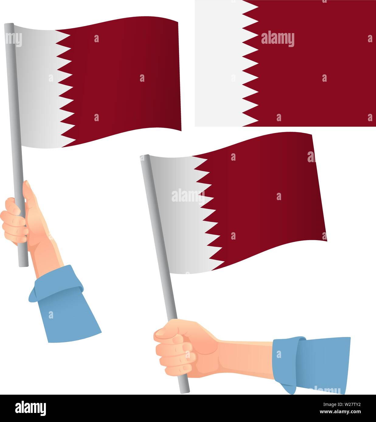 Qatar flag in hand. Patriotic background. National flag of Qatar vector ...