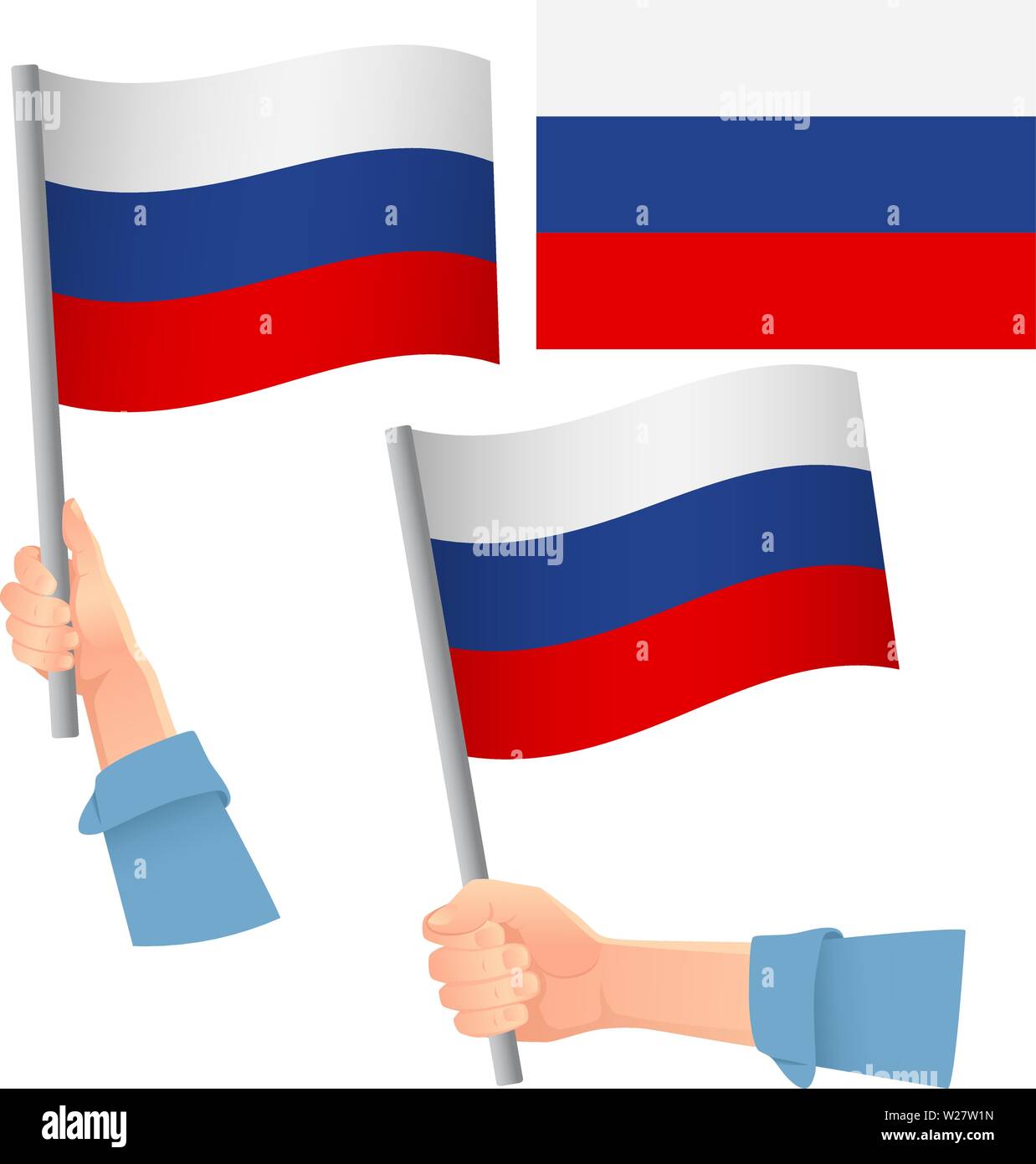 Russia flag in hand. Patriotic background. National flag of Russia ...
