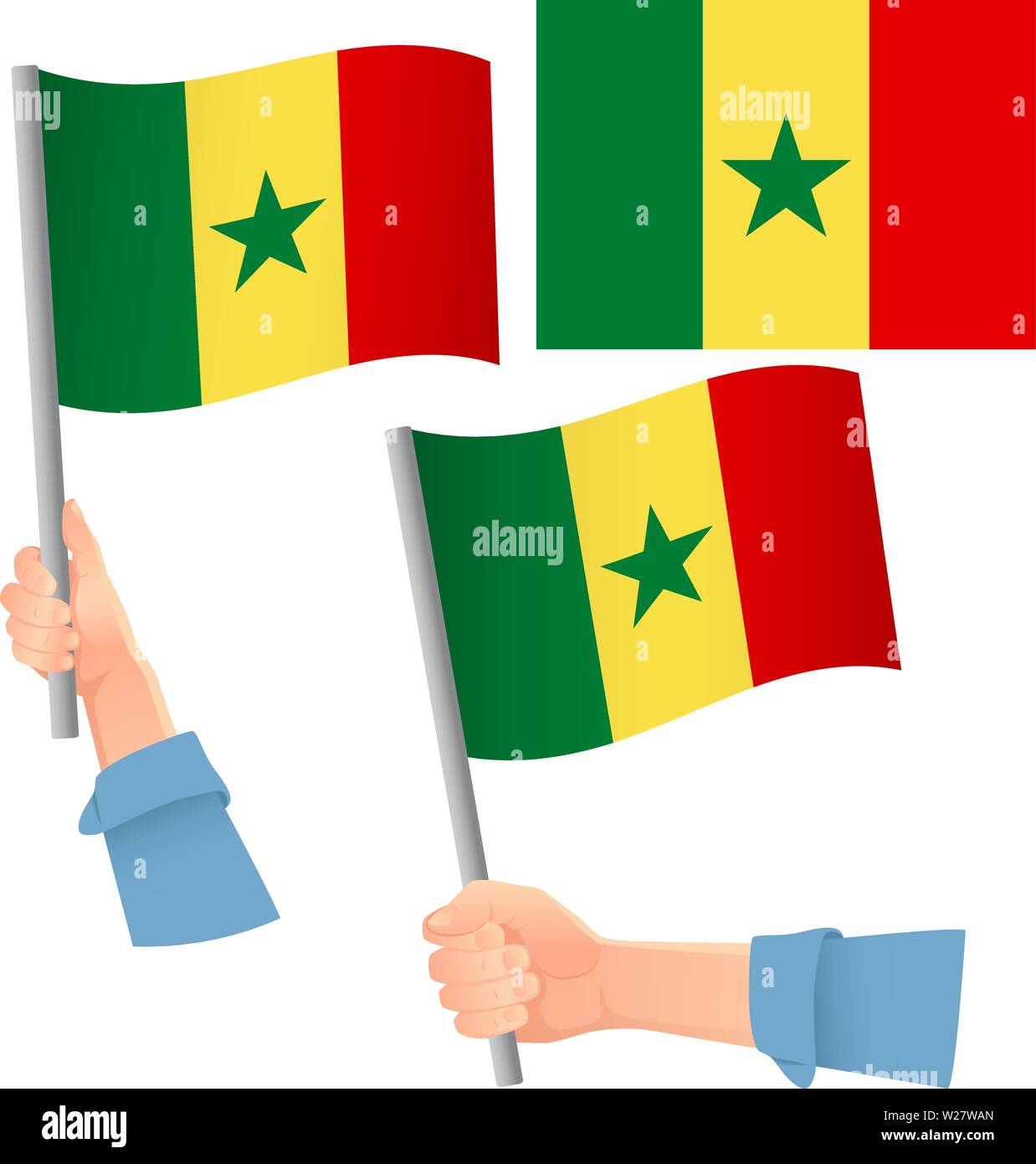 Senegal flag in hand. Patriotic background. National flag of Senegal ...