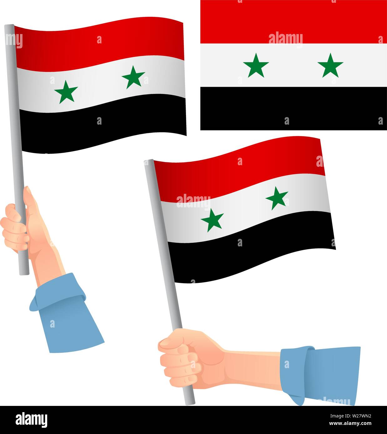 Syria flag in hand. Patriotic background. National flag of Syria vector ...