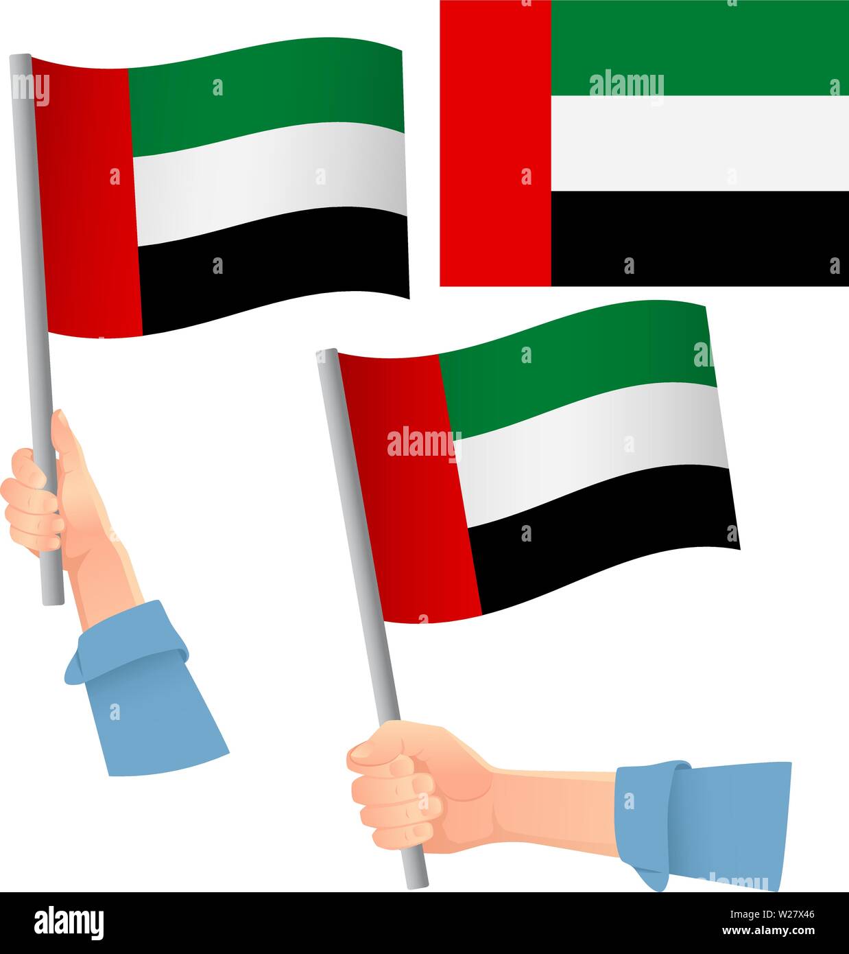 United arab emirates flag in hand. Patriotic background. National flag ...