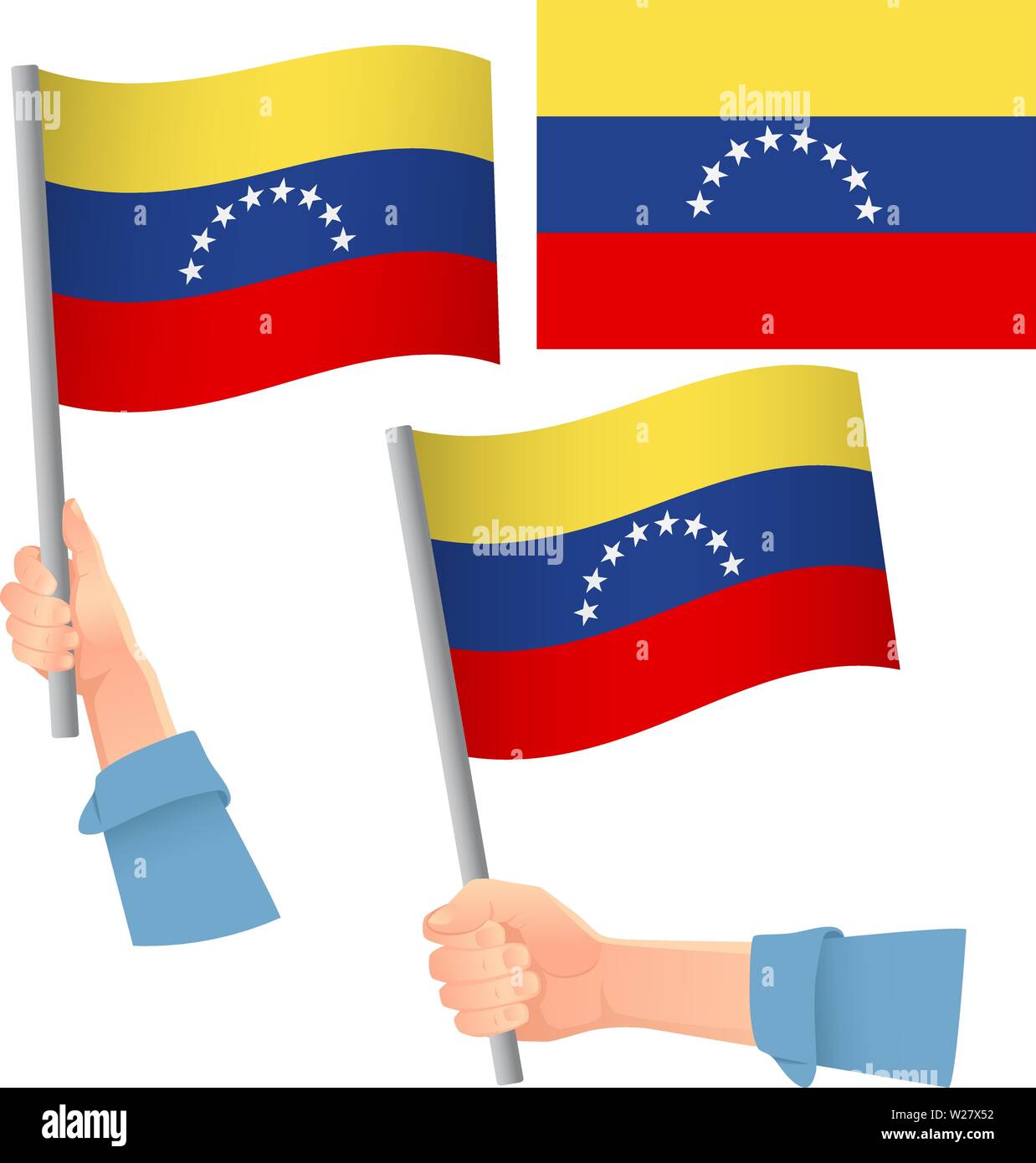 Venezuela flag in hand. Patriotic background. National flag of ...