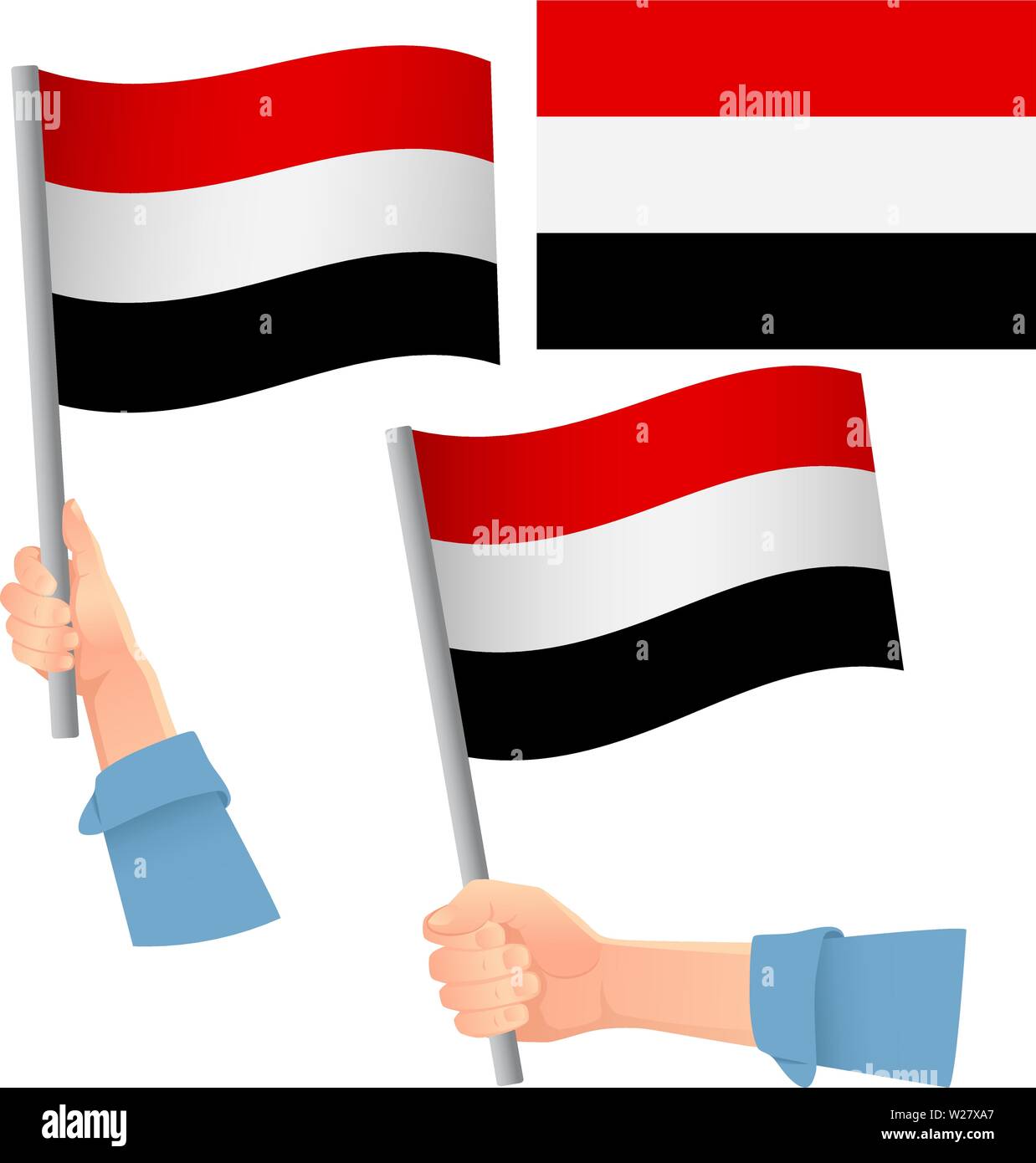 Yemen flag in hand. Patriotic background. National flag of Yemen vector ...