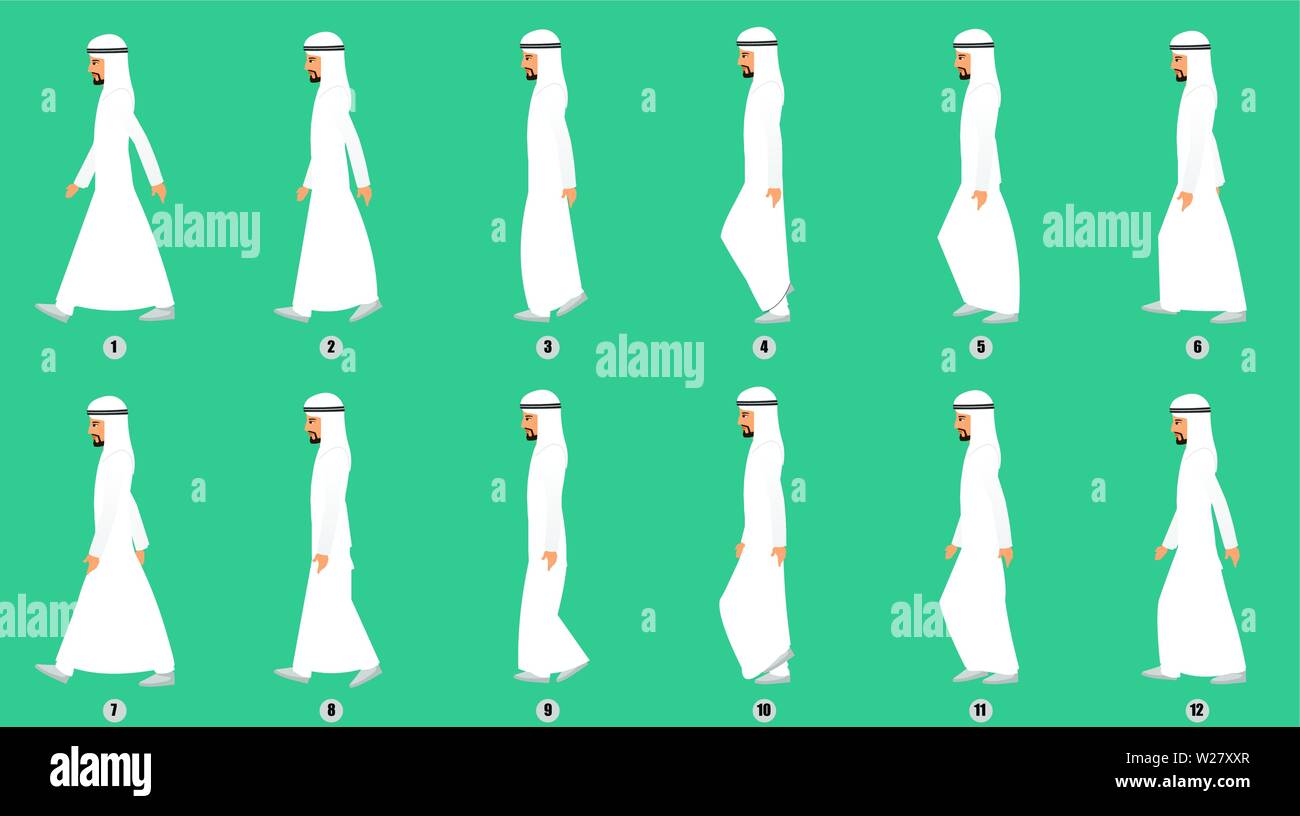 Arub businessman walk cycle animation sequense vector, loop animation ... Arub businessman walk cycle animation sequense vector, loop animation ...