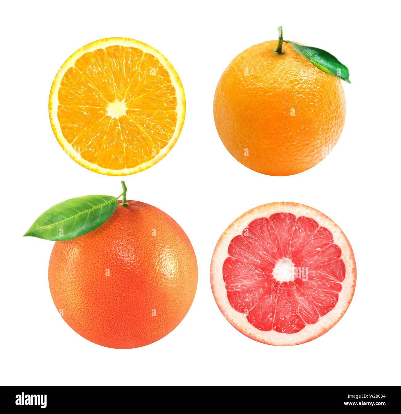 Isolated oranges. Collection of whole and sliced orange fruits isolated ...