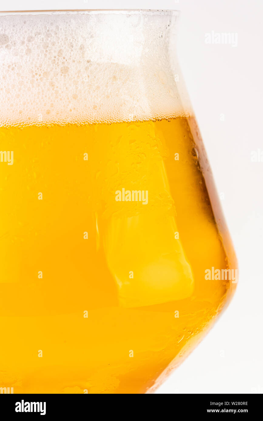 Glass of cold golden beer isolated on a white background Stock Photo ...