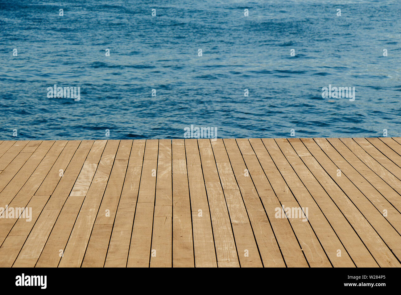 Wooden pier and beautiful blue sea. Relaxing holiday concept Stock ...