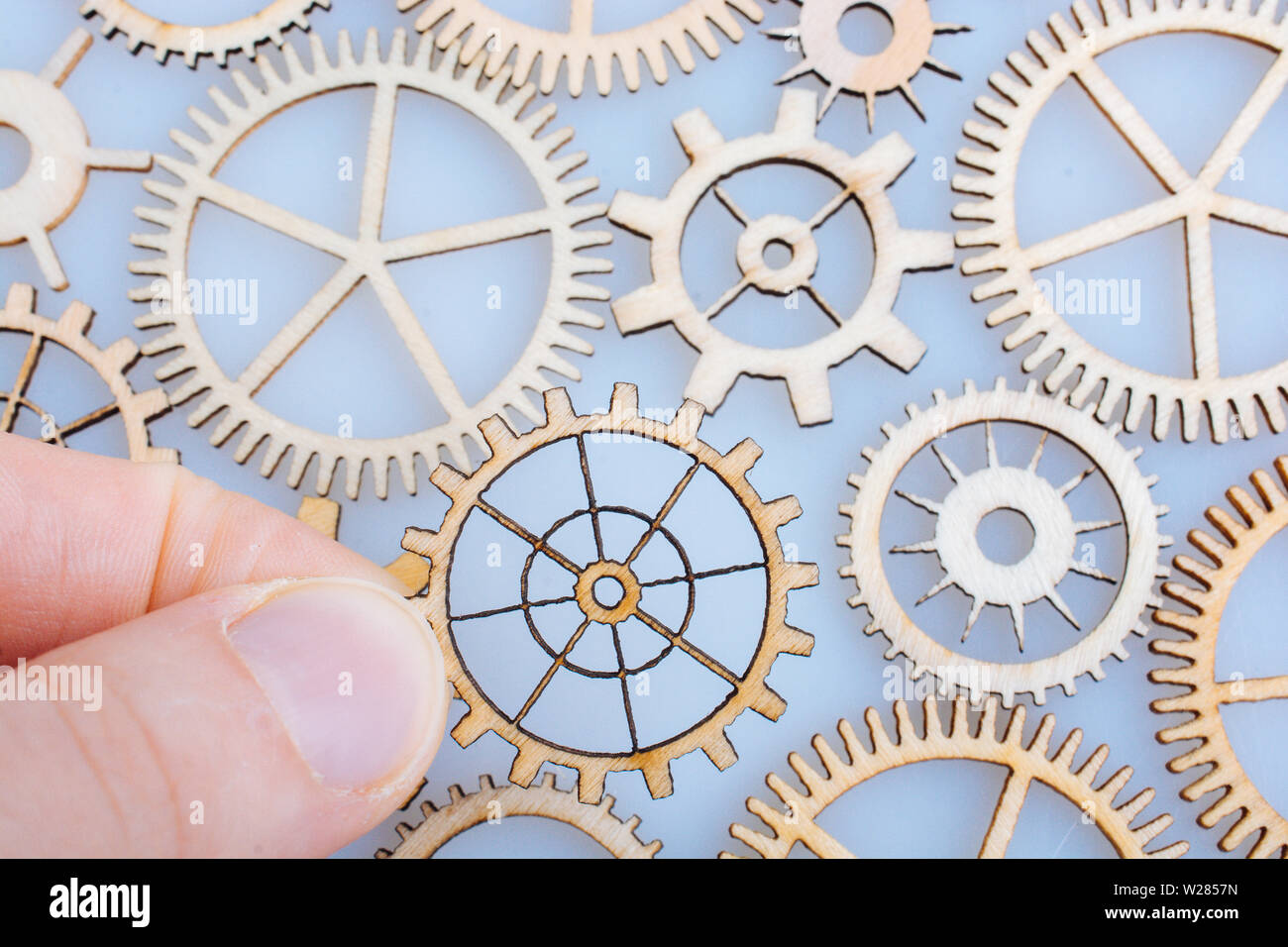 Hand holding gear wheels as the concept of mechanism Stock Photo - Alamy