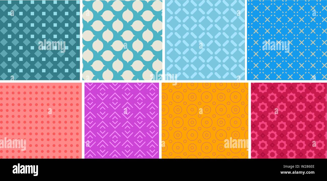 Seamless background set. Colorful pattern vector illustration Stock ...