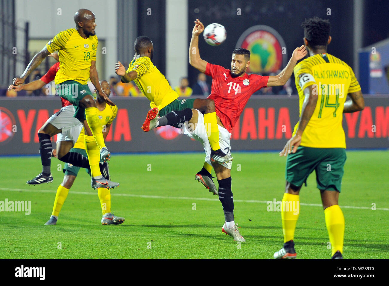 Cairo, Egypt. 6th July, 2019. Ahmed Garib(14)of Egypt in action with ...