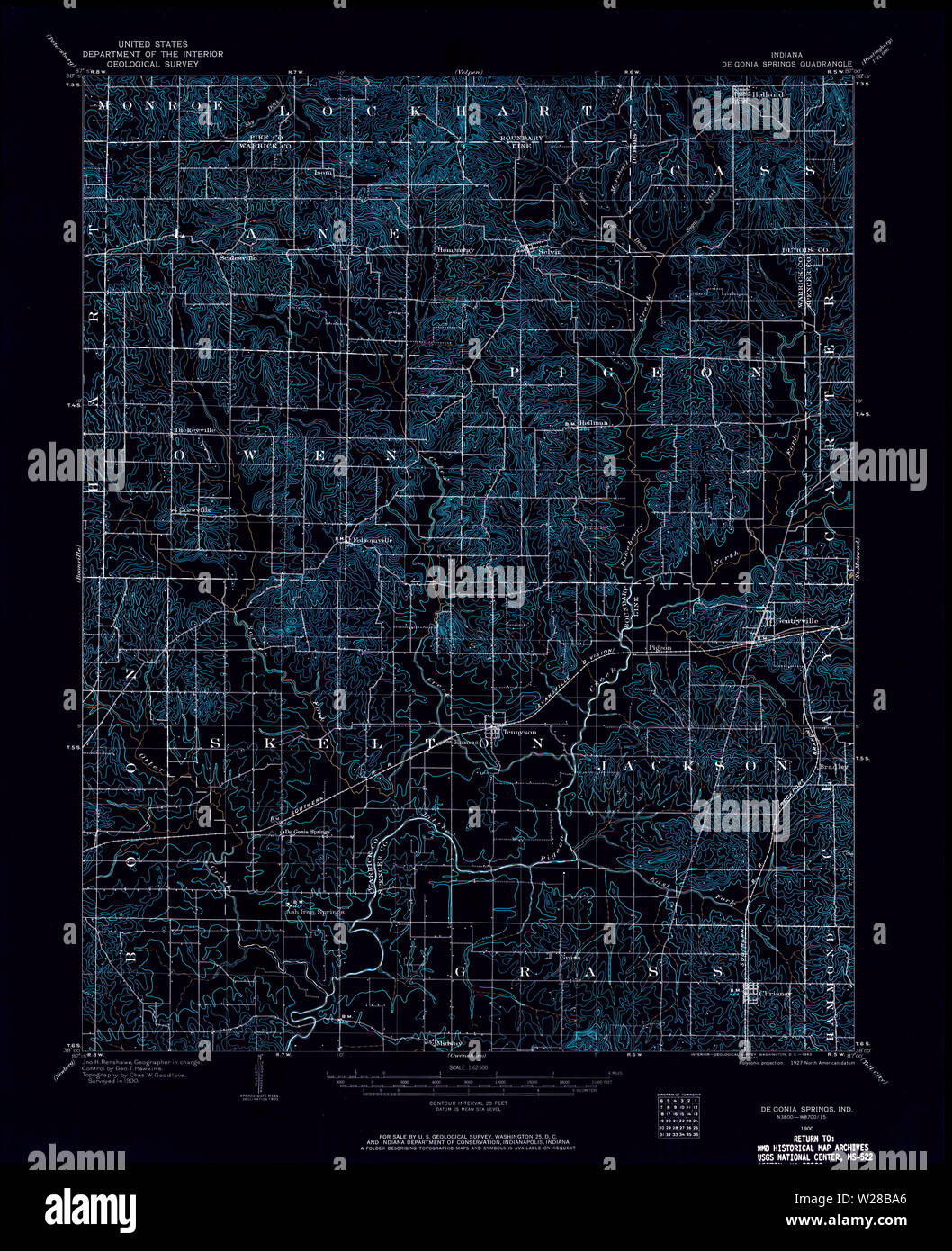 Indiana map 1900 hi-res stock photography and images - Alamy