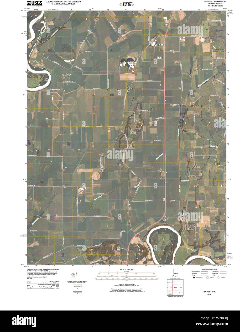 USGS TOPO Map Indiana IN Decker 20100615 TM Restoration Stock Photo - Alamy